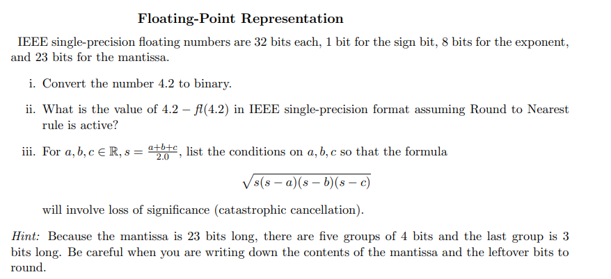 Solved Floating-Point Representation IEEE single-precision | Chegg.com