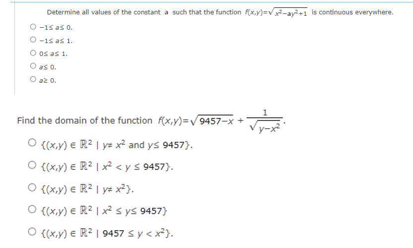 Solved Determine all values of the constant a such that the | Chegg.com