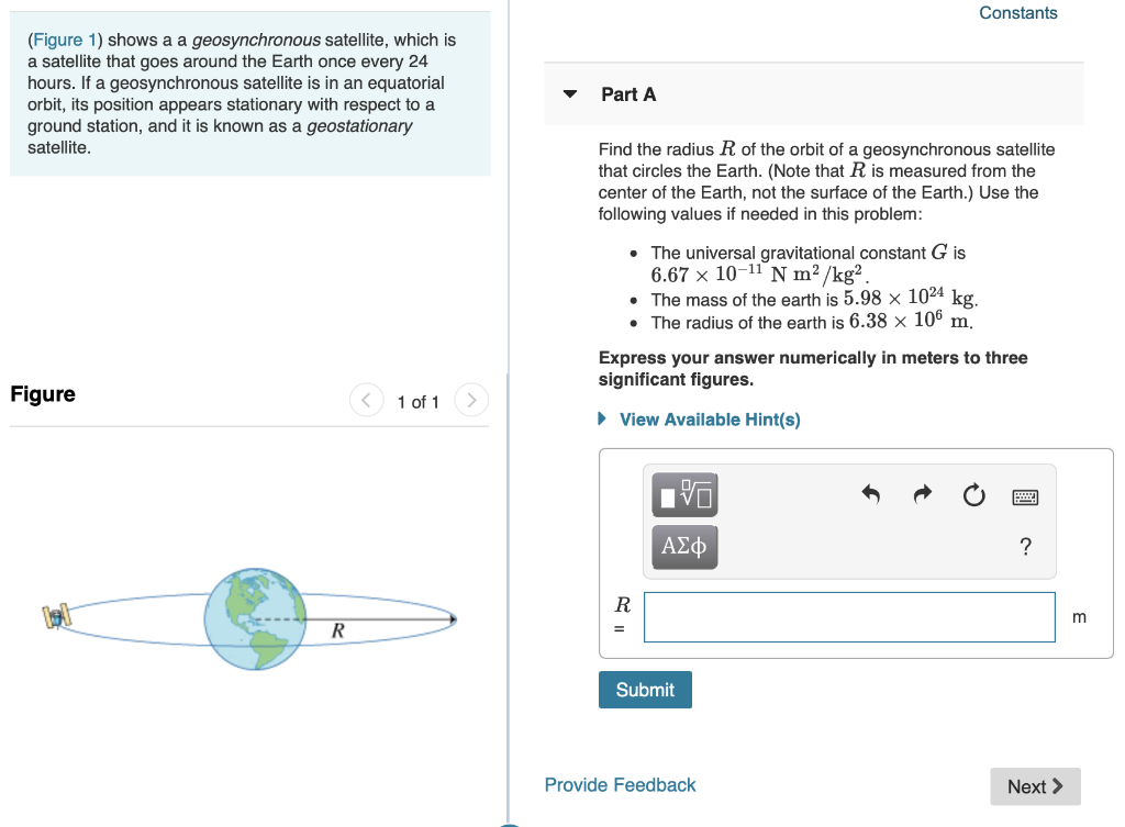 Solved Constants (Figure 1) shows a a geosynchronous | Chegg.com