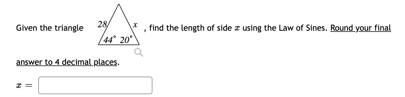 Solved Given the triangle 28 х find the length of side x | Chegg.com