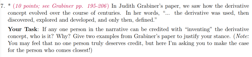 7. * (10 points; see Grabiner pp. 195-206) In Judith | Chegg.com