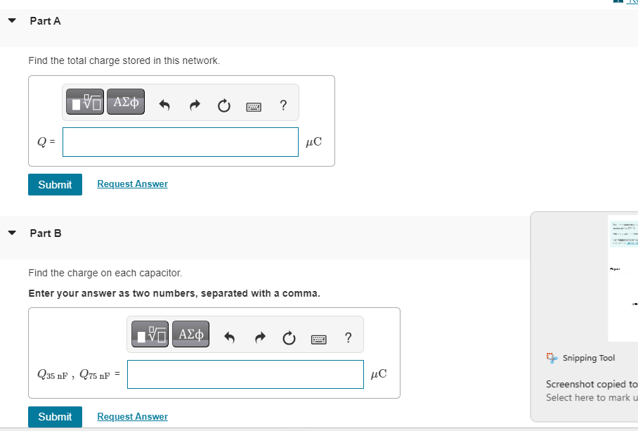 Solved Find the total charge stored in this network. Part B | Chegg.com