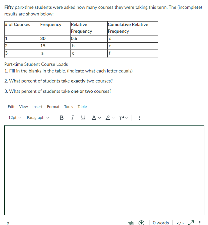 Solved Fifty part-time students were asked how many courses | Chegg.com