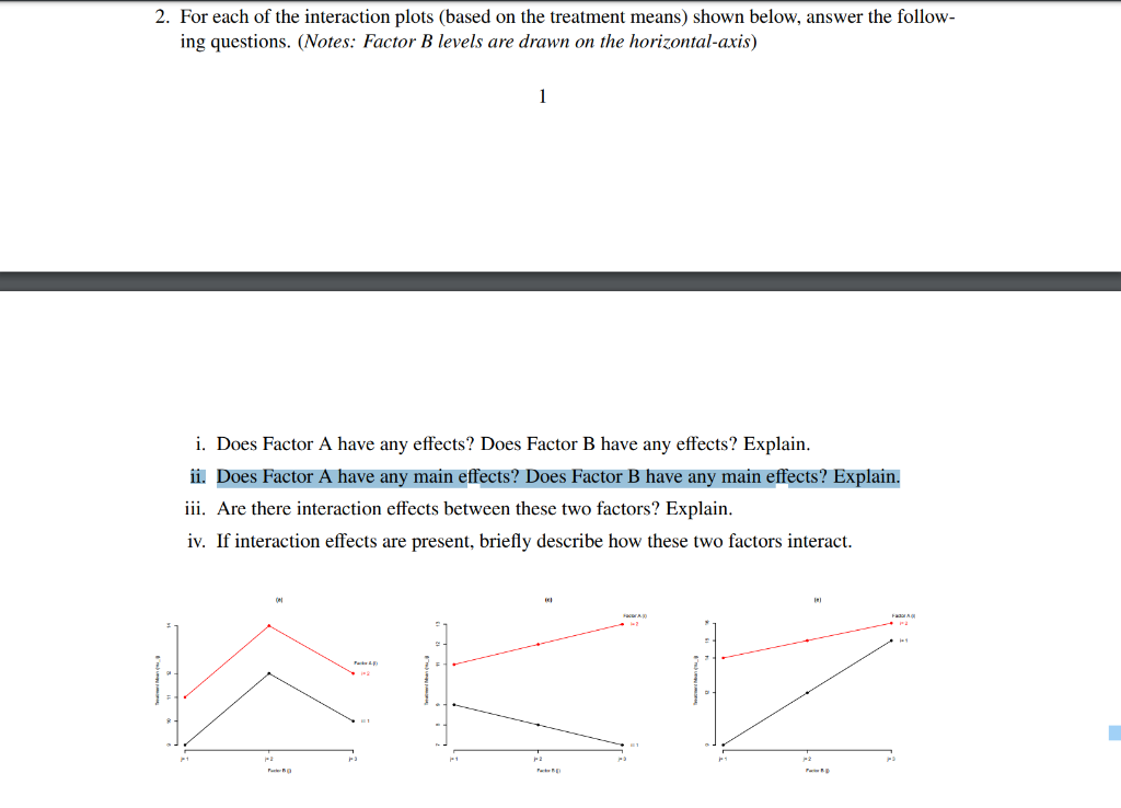 Solved 2. For each of the interaction plots (based on the | Chegg.com