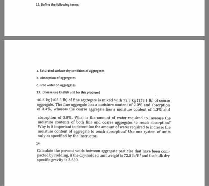 Solved 12. Define the following terms: a. Saturated | Chegg.com