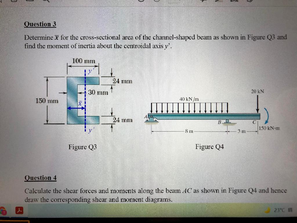 Solved Question 3 Determine w for the cross-sectional area | Chegg.com