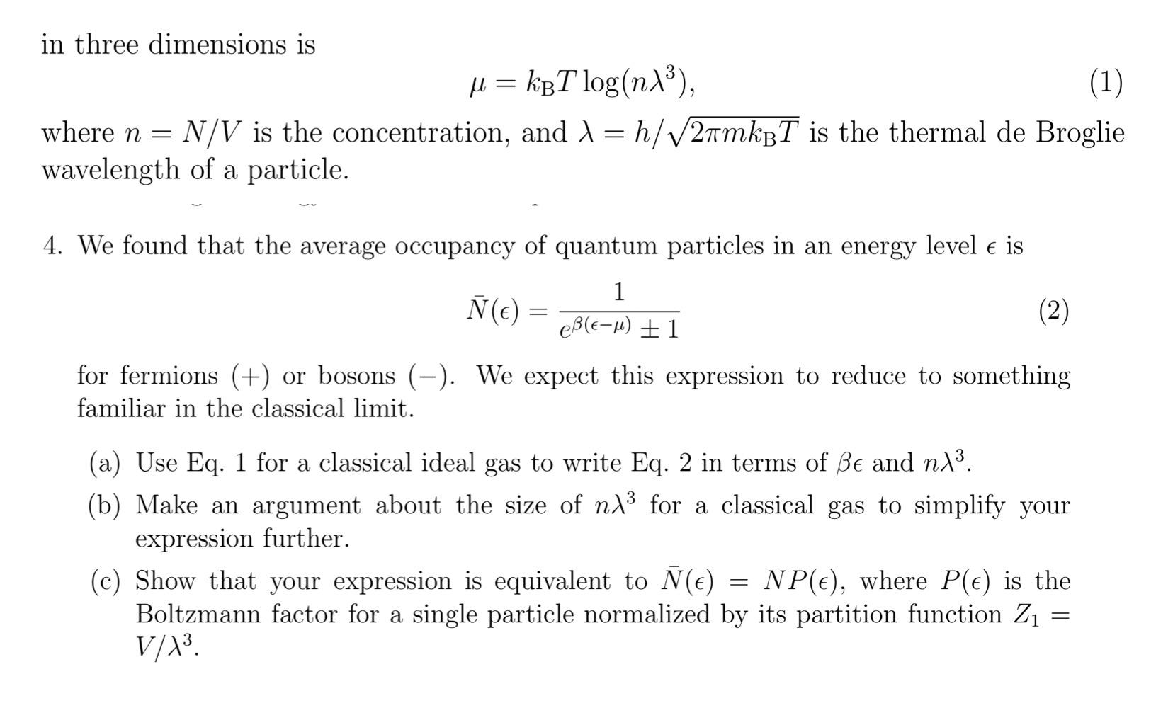Solved = in three dimensions is u = kpT log(n13), (1) where | Chegg.com
