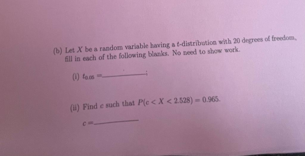 Solved (b) Let X be a random variable having a | Chegg.com