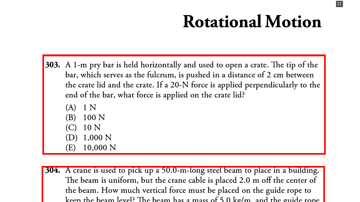Solved Rotational Motion cm 303. A l-m pry bar is held | Chegg.com