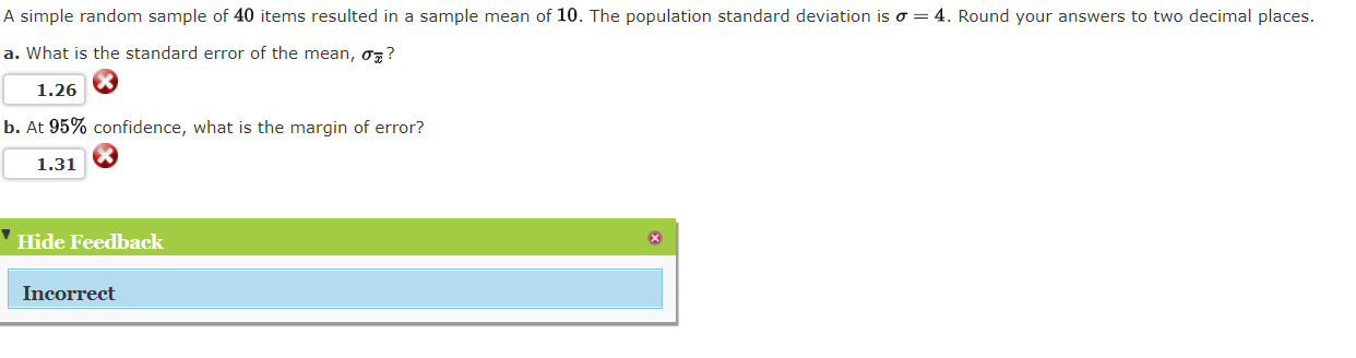Solved A simple random sample of 40 items resulted in a | Chegg.com