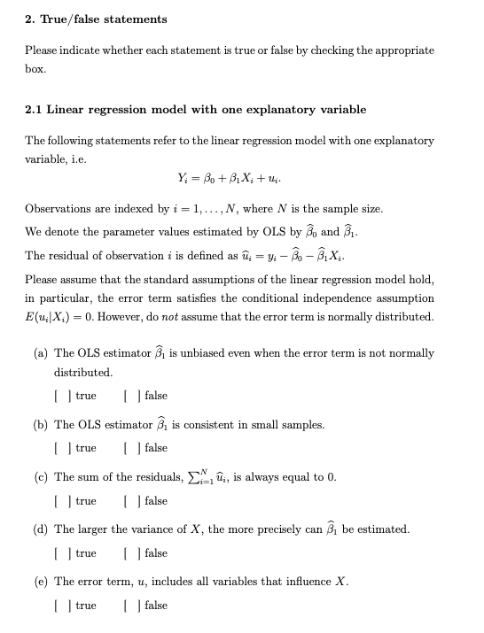 Solved 2. True/false statements Please indicate whether each | Chegg.com