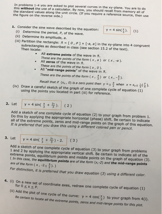 Solved In problems 1-4 you are asked to plot several curves | Chegg.com