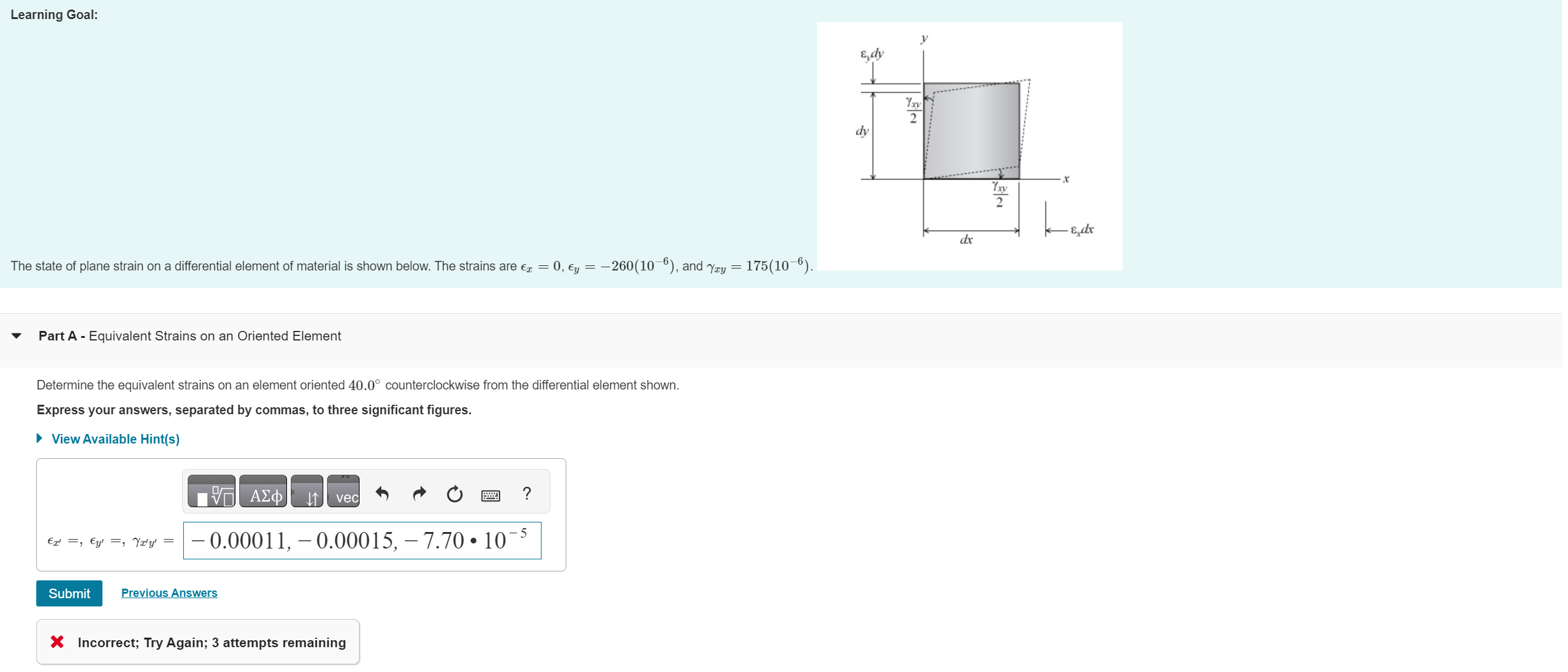 Solved Learning Goal: Part B - ﻿Principal Strains on the | Chegg.com