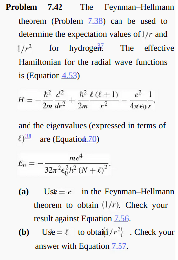 Solved The Problem 7.42 Feynman-Hellmann theorem (Problem | Chegg.com