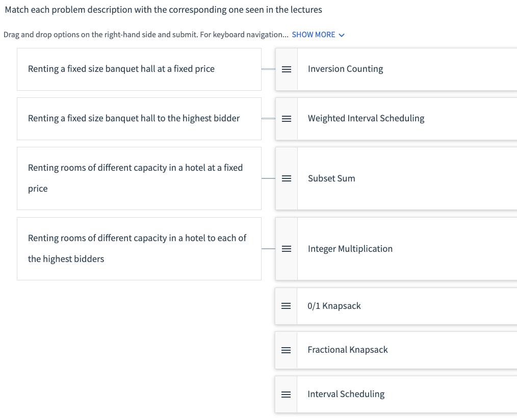 Match each problem description with the corresponding | Chegg.com