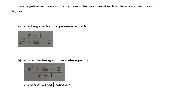 Solved construct algebraic expressions that represent the | Chegg.com