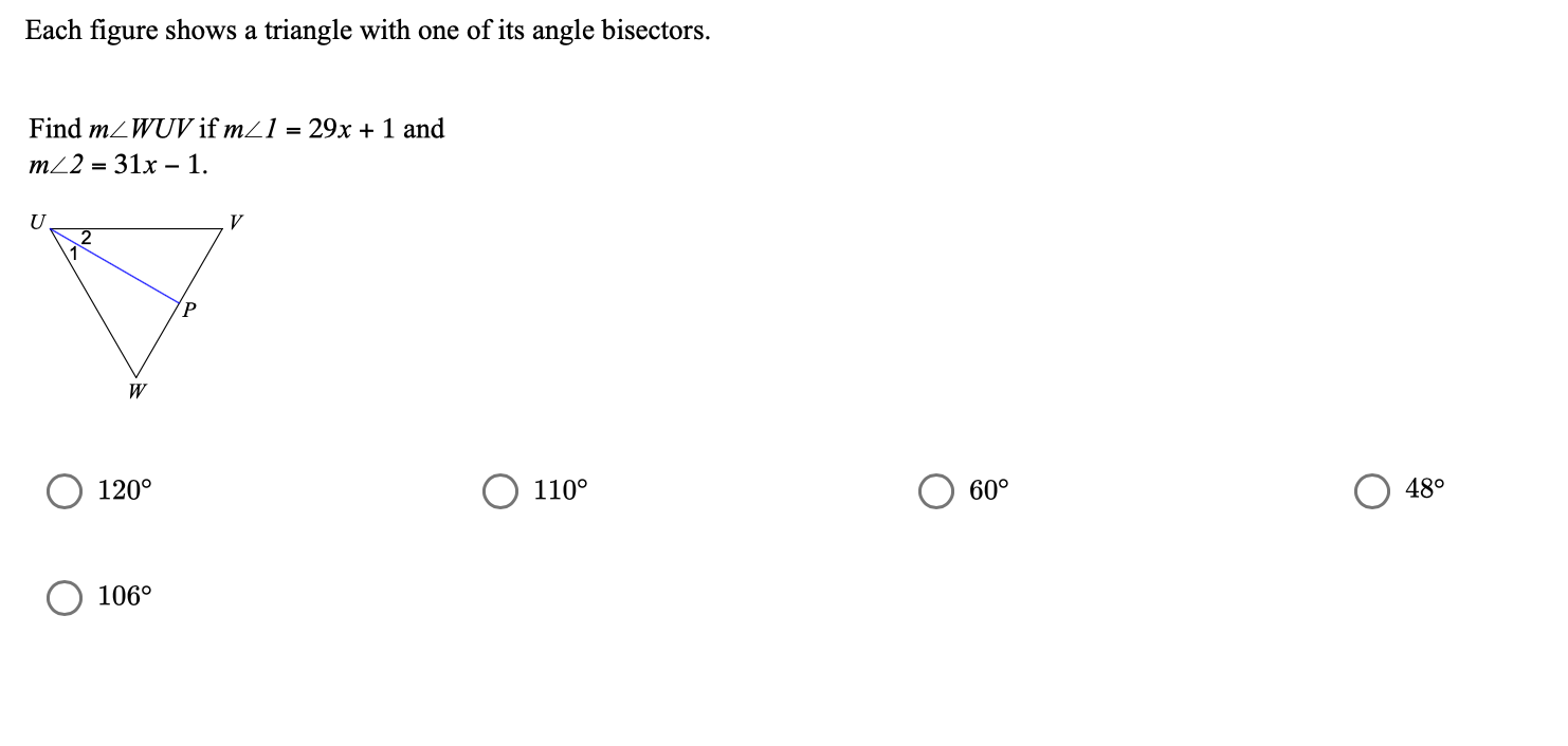 Solved Each figure shows a triangle with one of its angle | Chegg.com