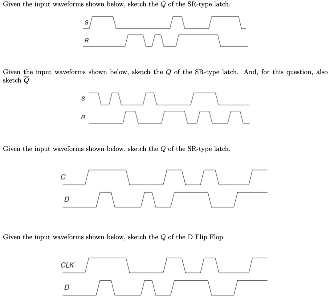Solved Given The Input Waveforms Shown Below Sketch The Q 