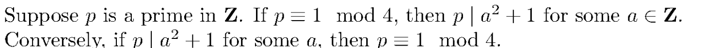 Solved Suppose p is a prime in Z. If p=1 mod 4, then p | a² | Chegg.com