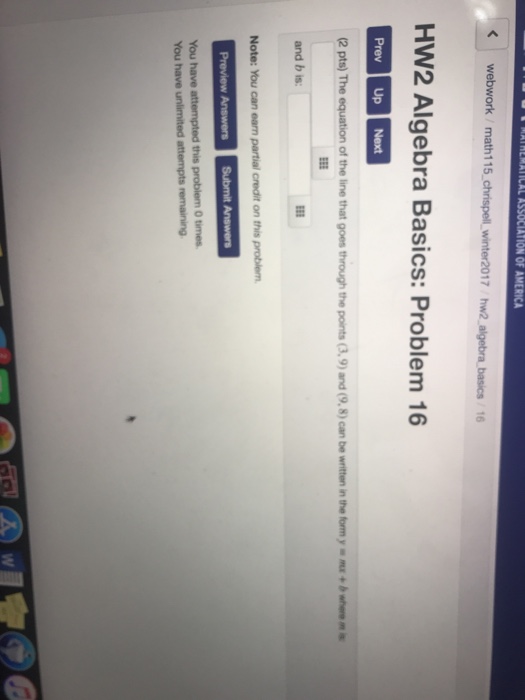 Solved HW2 Algebra Basics: Problem 16 Prev Up Next (2pts) | Chegg.com