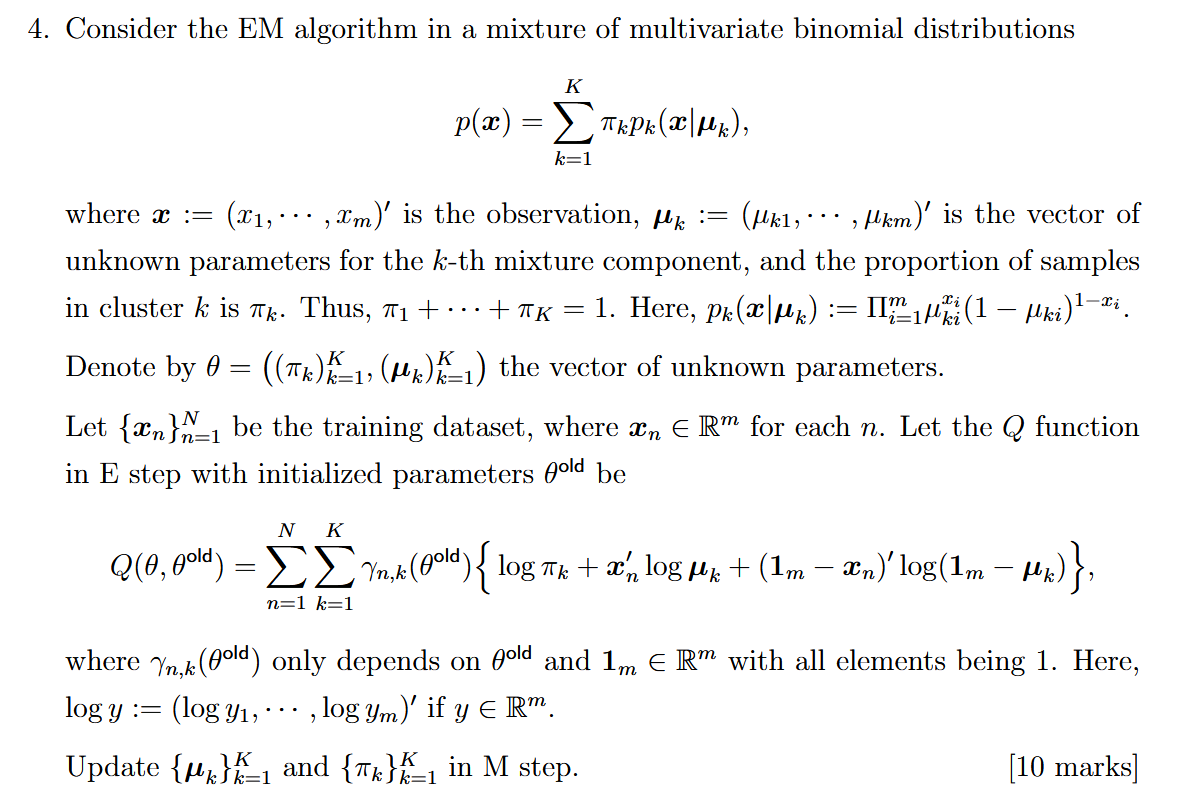 Solved Consider the EM ﻿algorithm in ﻿a mixture of | Chegg.com
