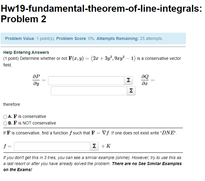 Solved Hw19-fundamental-theorem-of-line-integrals: Problem 2 | Chegg.com