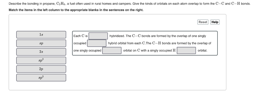 Solved Describe the bonding in propane, C3H8, a fuel often | Chegg.com