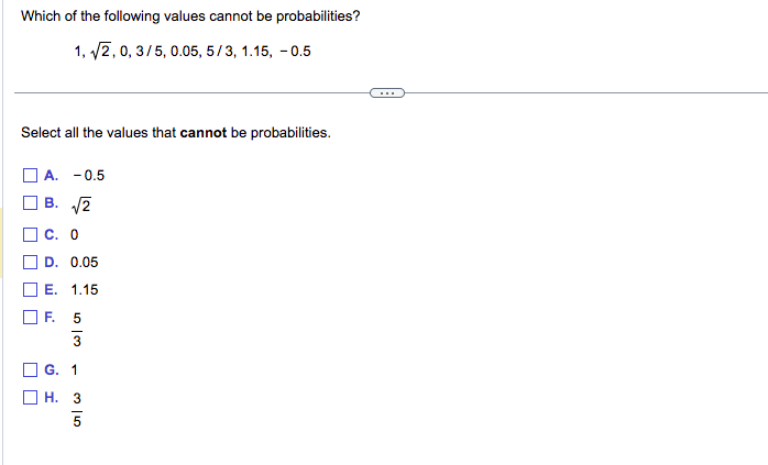 Solved Which of the following values cannot be | Chegg.com