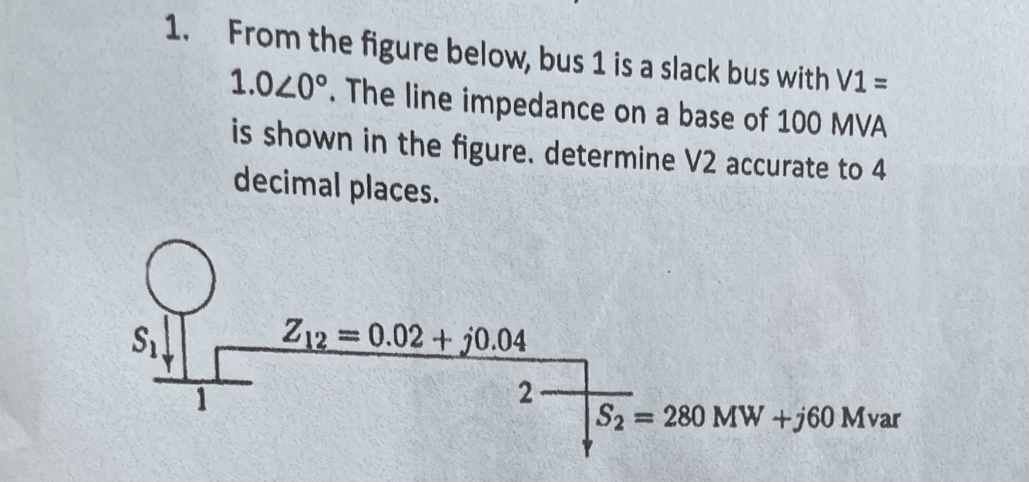 From the figure below, bus 1 ﻿is a slack bus with | Chegg.com