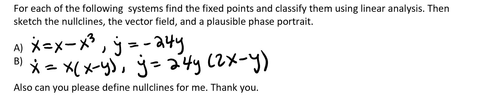 Solved For each of the following systems find the fixed | Chegg.com
