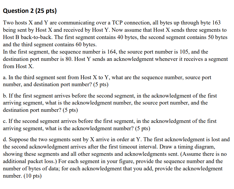 Solved Two hosts X and Y are communicating over a TCP | Chegg.com