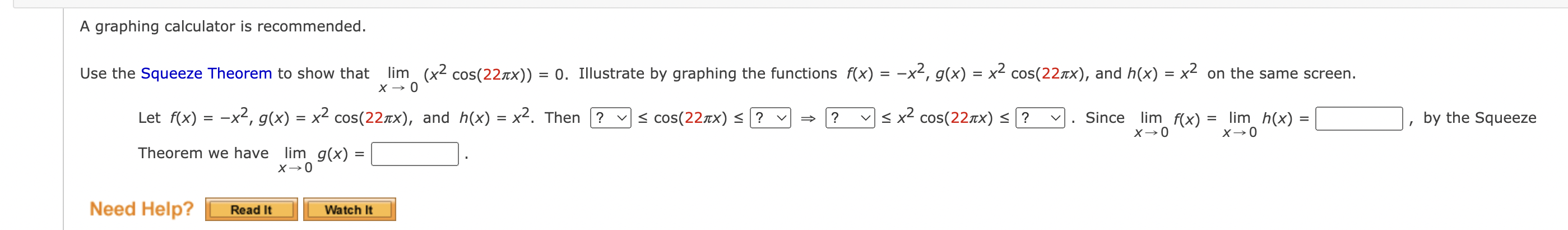 Solved A graphing calculator is recommended.Use the Squeeze | Chegg.com