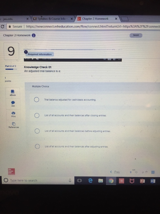 Solved Required information Knowledge Check 01 An adjusted | Chegg.com