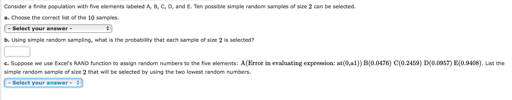 Solved Consider a finite population with five elements | Chegg.com