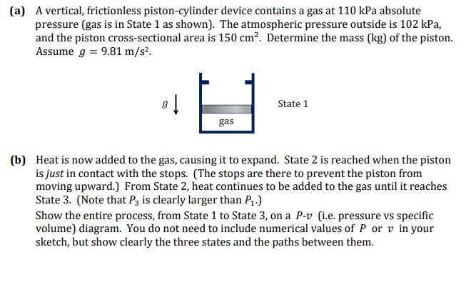 Solved (a) A vertical, frictionless piston-cylinder device | Chegg.com