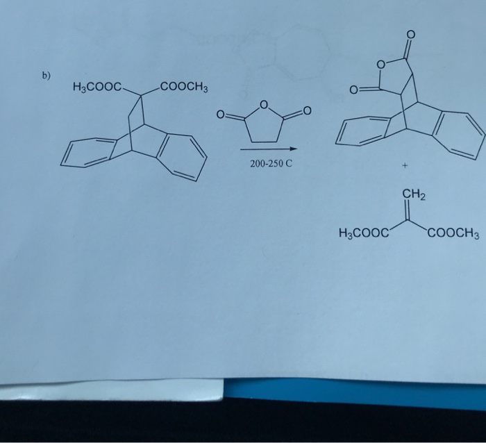 Solved b) Насоос- COOCH3 200-250 C CH2 H3COOC COOCH3 | Chegg.com