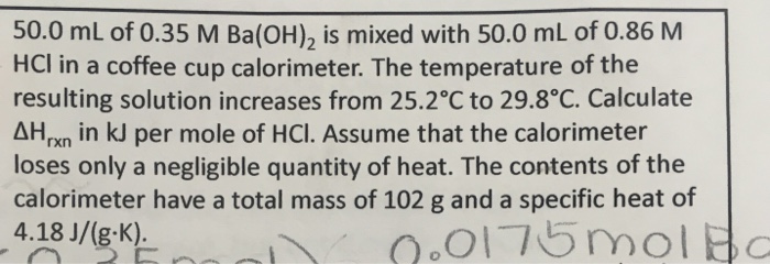 Solved 50.0 mL of 0.35 M Ba(OH)2 is mixed with 50.0 mL of | Chegg.com