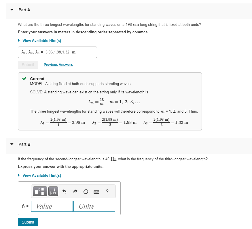 Solved Part AWhat are the three longest wavelengths for | Chegg.com