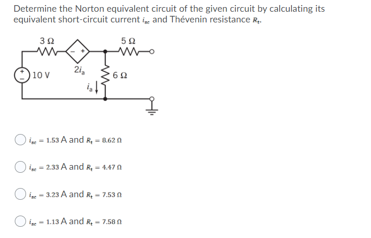 Solved Determine the Norton equivalent circuit of the given | Chegg.com