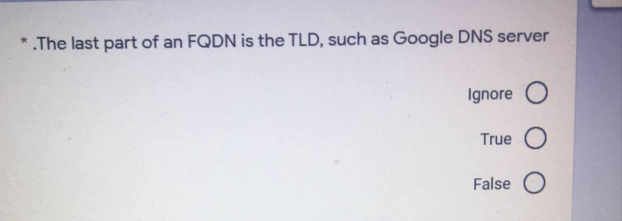 Solved * The last part of an FQDN is the TLD, such as Google | Chegg.com