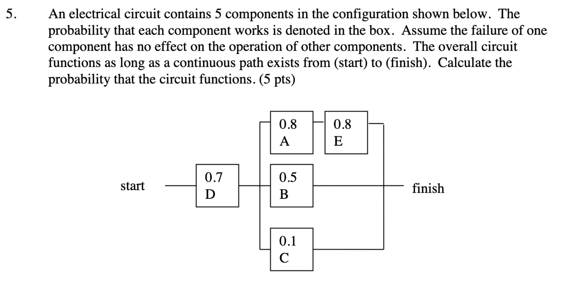Solved 5. An electrical circuit contains 5 components in the | Chegg.com