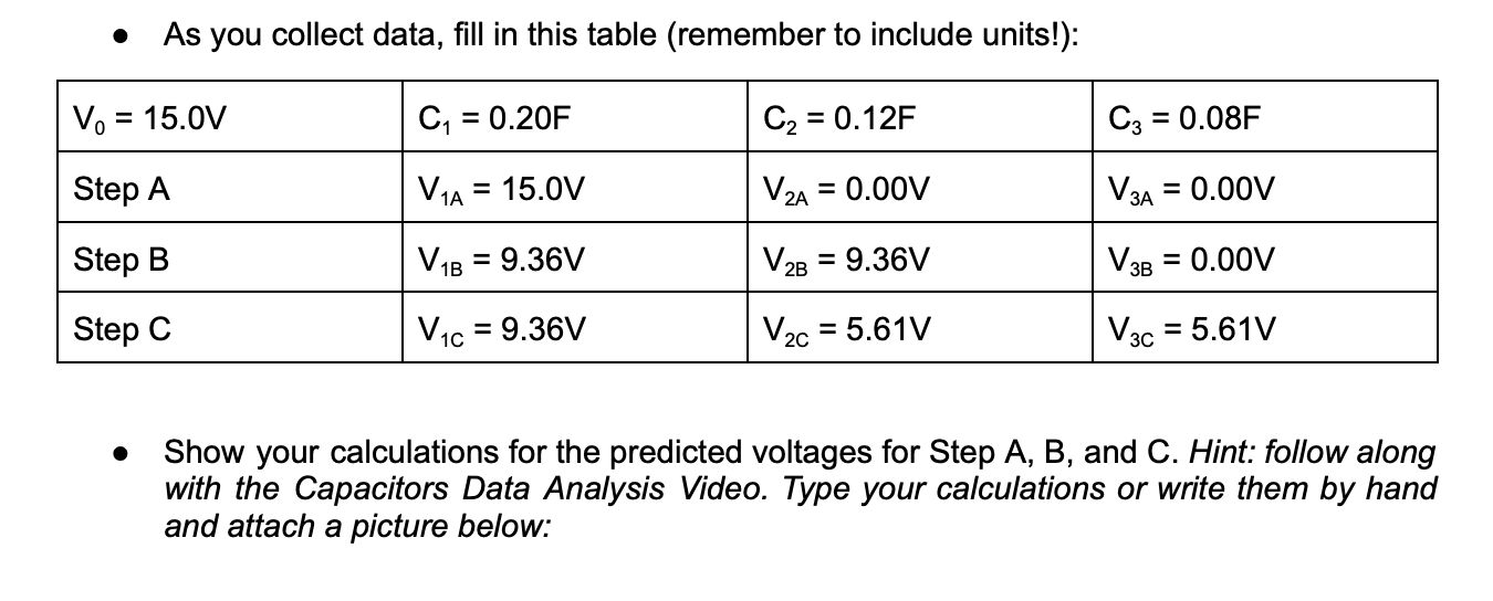 Solved - ﻿As you collect data, fill in this table (remember | Chegg.com