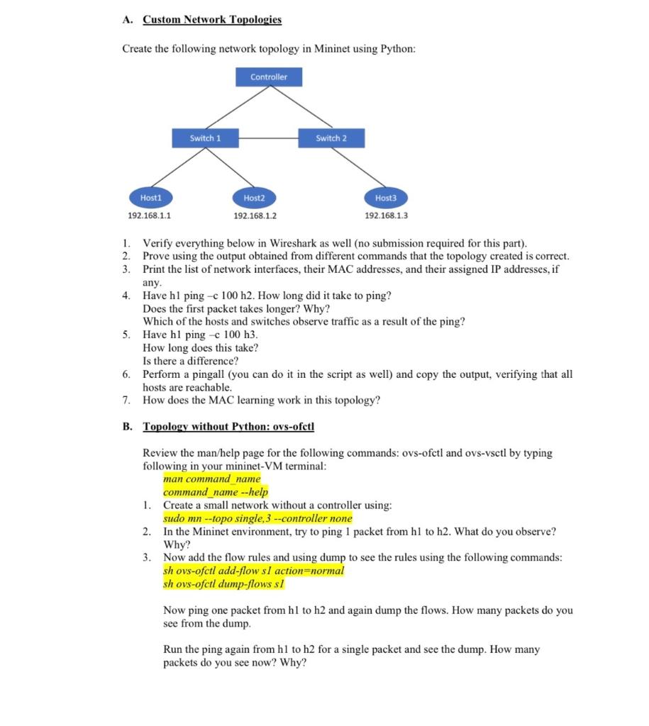A. Custom Network Topologies Create the following | Chegg.com