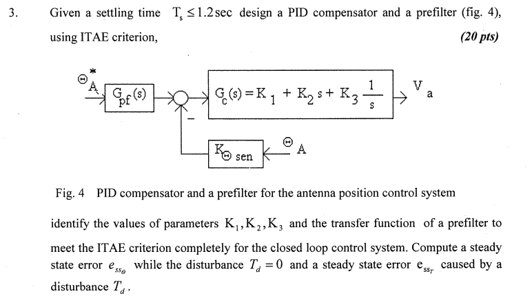 3. Given a settling time To 51.2 sec design a PID | Chegg.com
