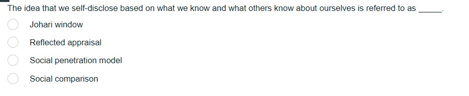 Solved The idea that we self-disclose based on what we know | Chegg.com