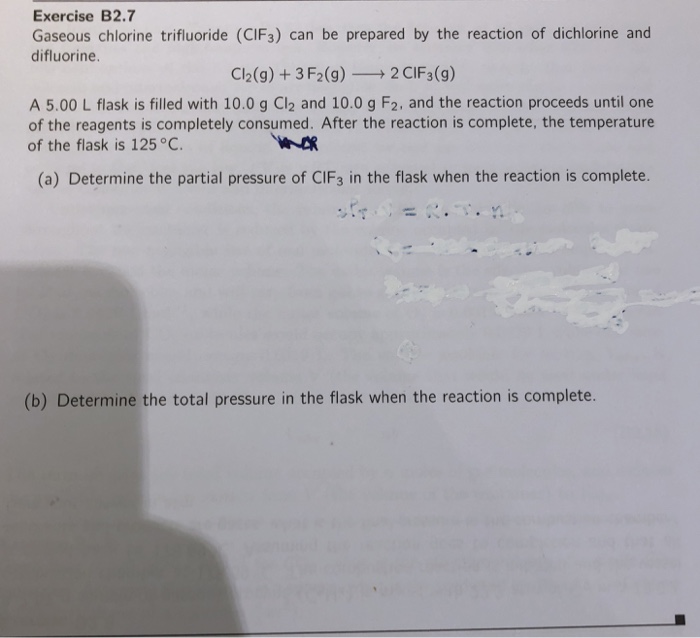 Solved Exercise B2.7 Gaseous chlorine trifluoride (CIF3) can | Chegg.com