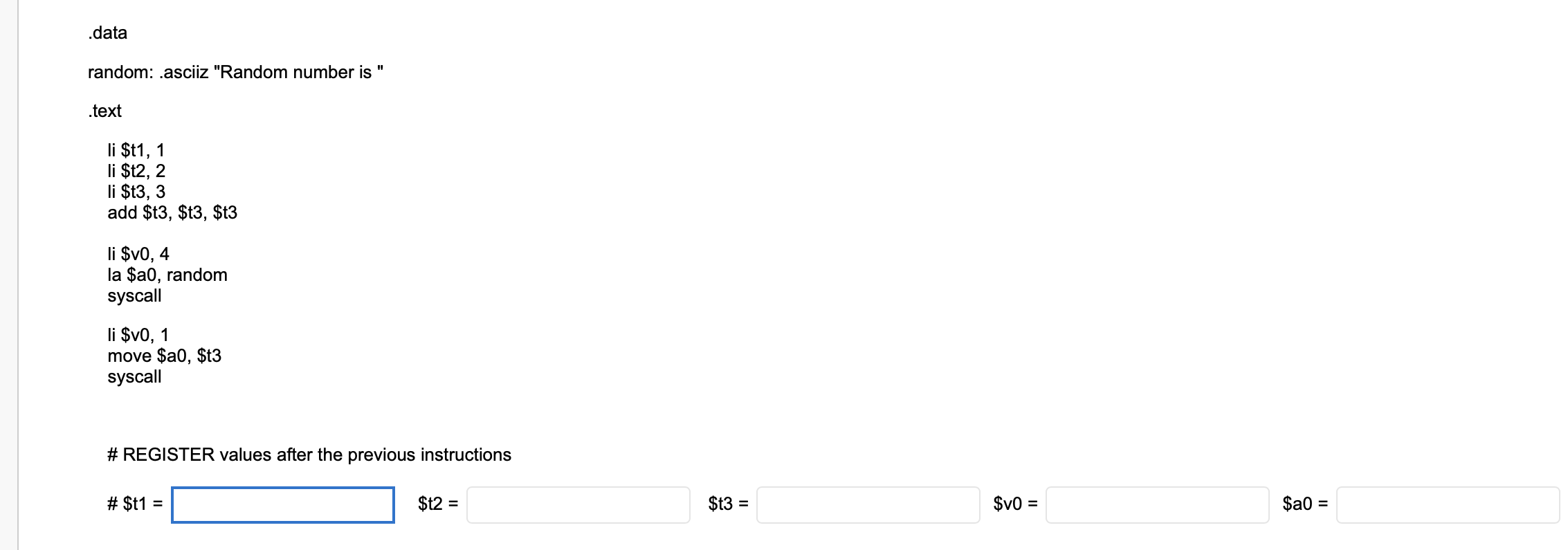 Solved data random: .asciiz "Random number is " .text li | Chegg.com