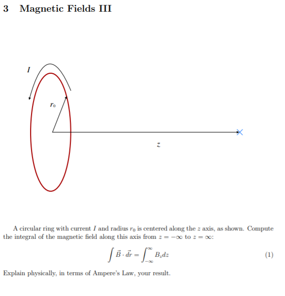 Solved 3 Magnetic Fields III A circular ring with current I | Chegg.com