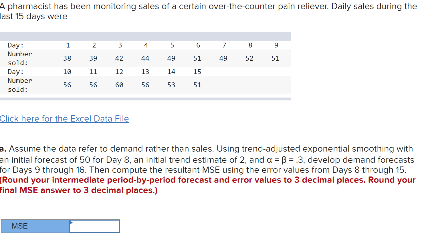 Solved A pharmacist has been monitoring sales of a certain | Chegg.com