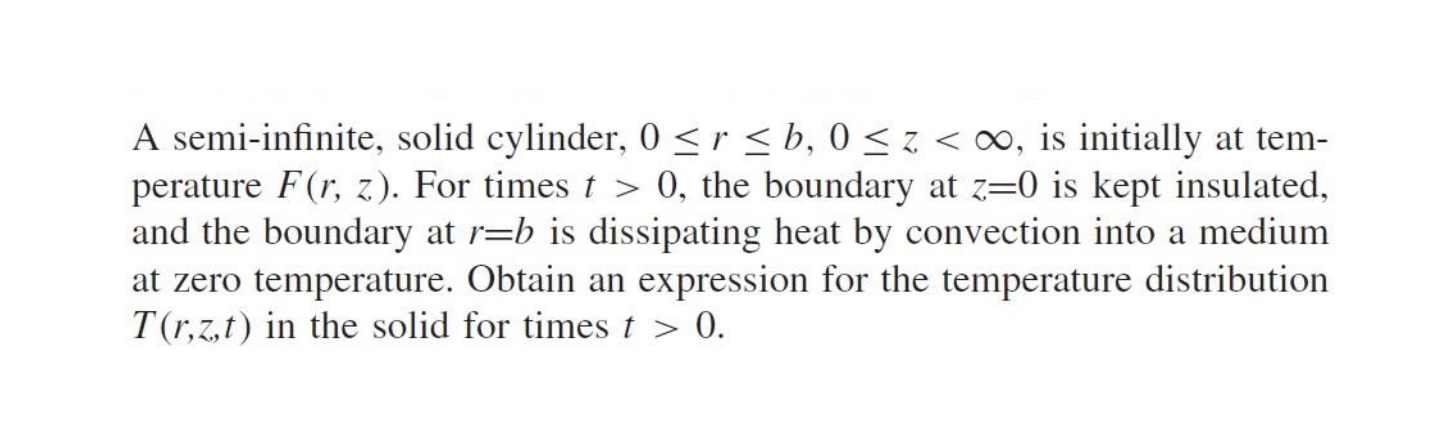 Solved A semi-infinite, solid cylinder, 0≤r≤b,0≤z